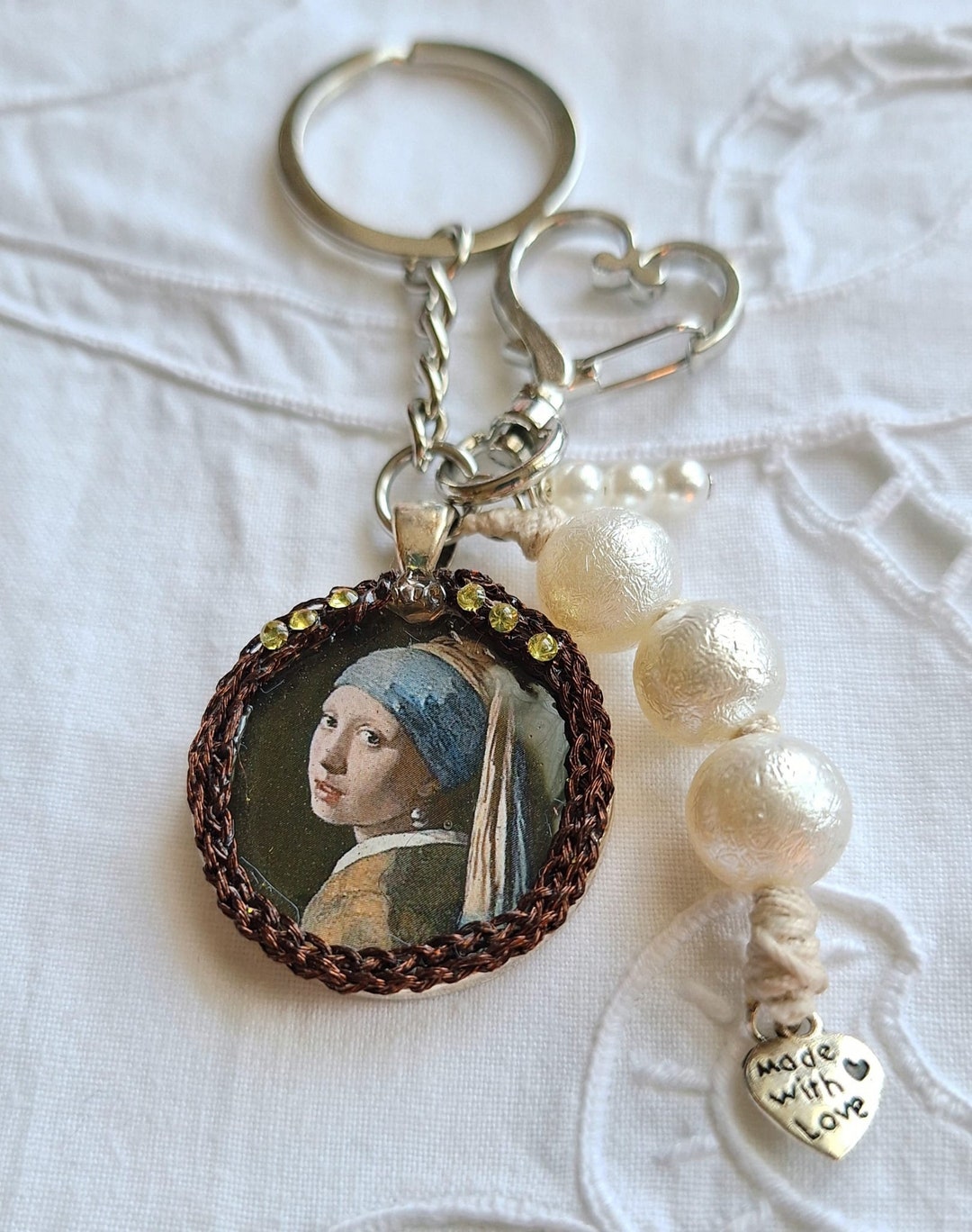 Key Ring With Vermeer Pendant Girl With Pearl Earring Jewel, Baroque ...