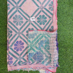 Nakshi Cotton Kantha Rug Antique Indian Artisan Throw Slow Stitched ...