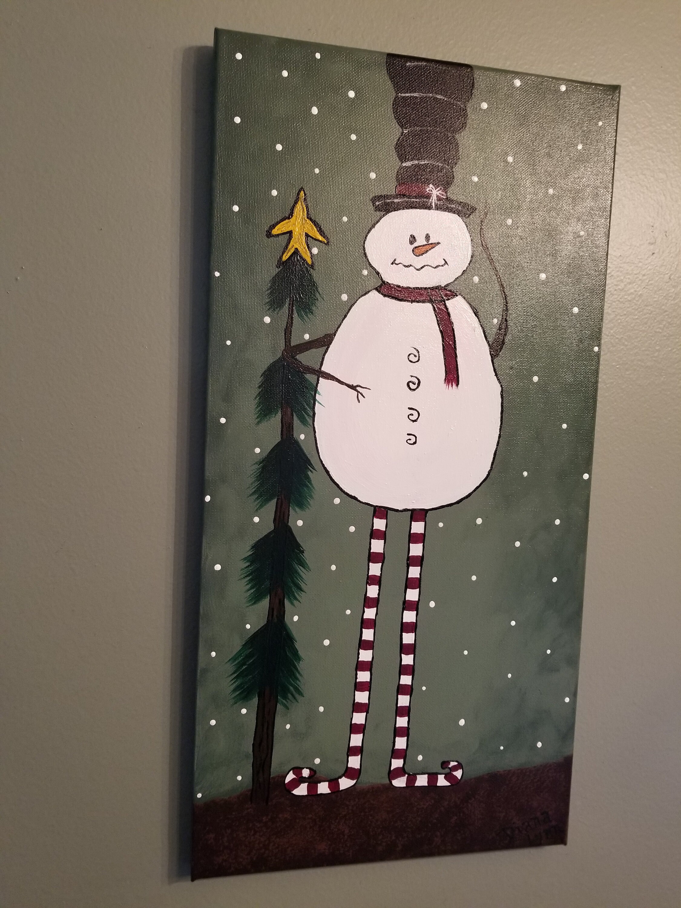 Whimsical Snowman With Tree - Etsy