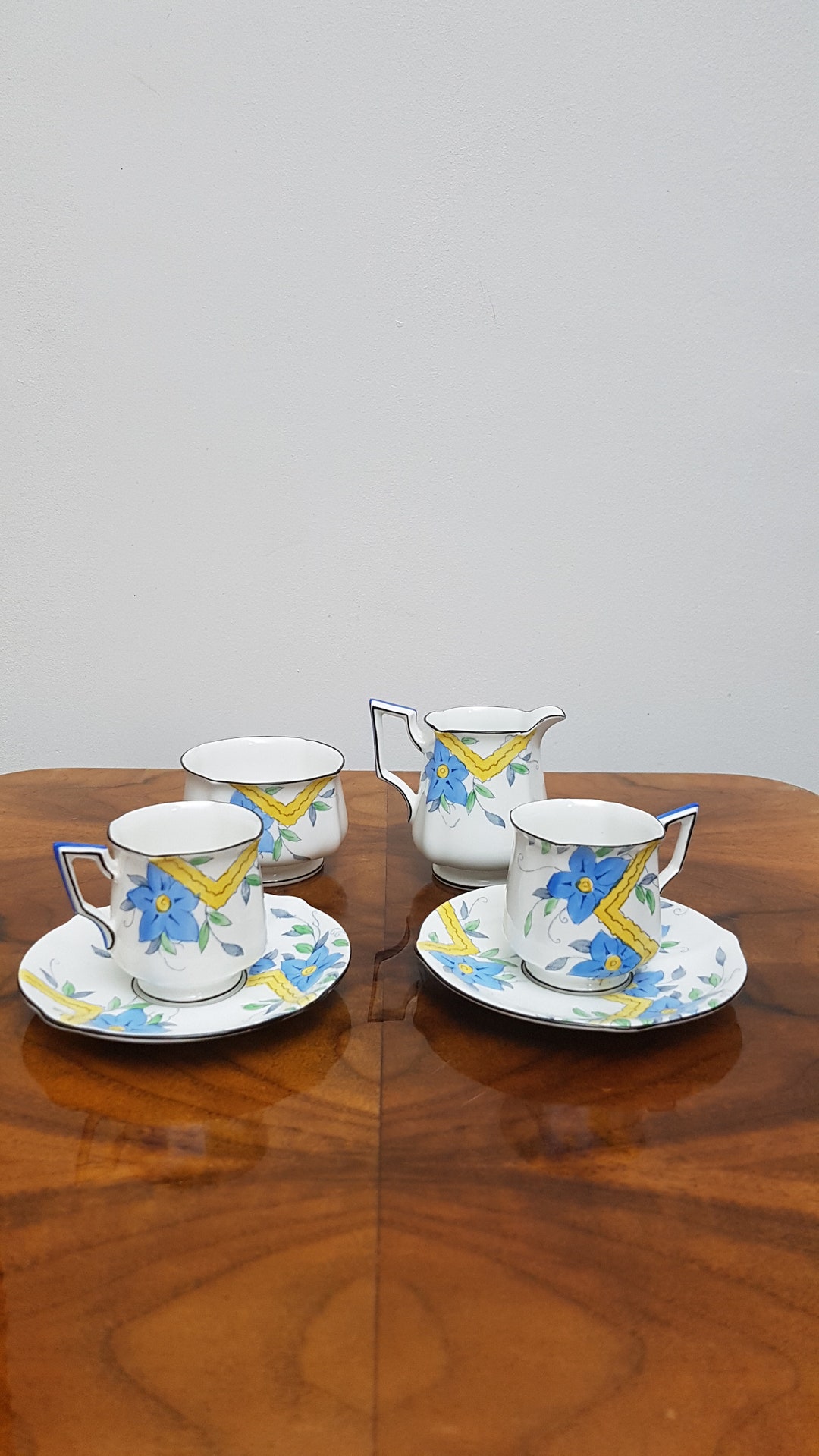 1930s Bell China Made in England Blue and Yellow Hand Painted Floral ...
