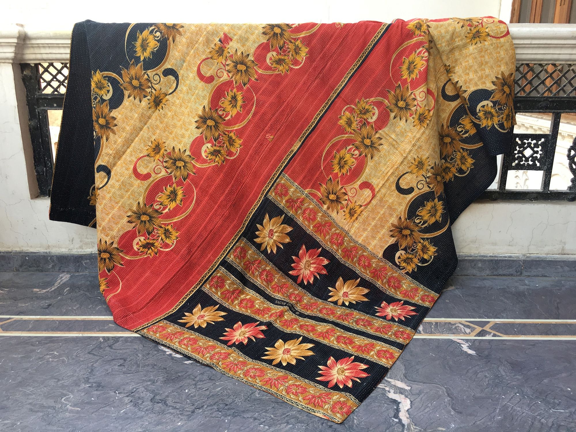 Handmade Cotton Vintage Kantha Quilt Recycle Sari fabric | Etsy