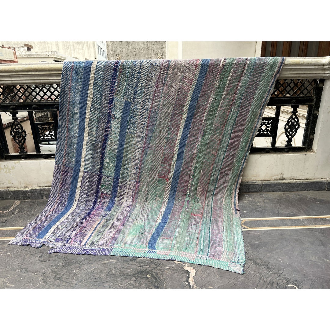 Vintage Patchwork Kantha Quilt: Bohemian Recycled Sari Throw - Etsy