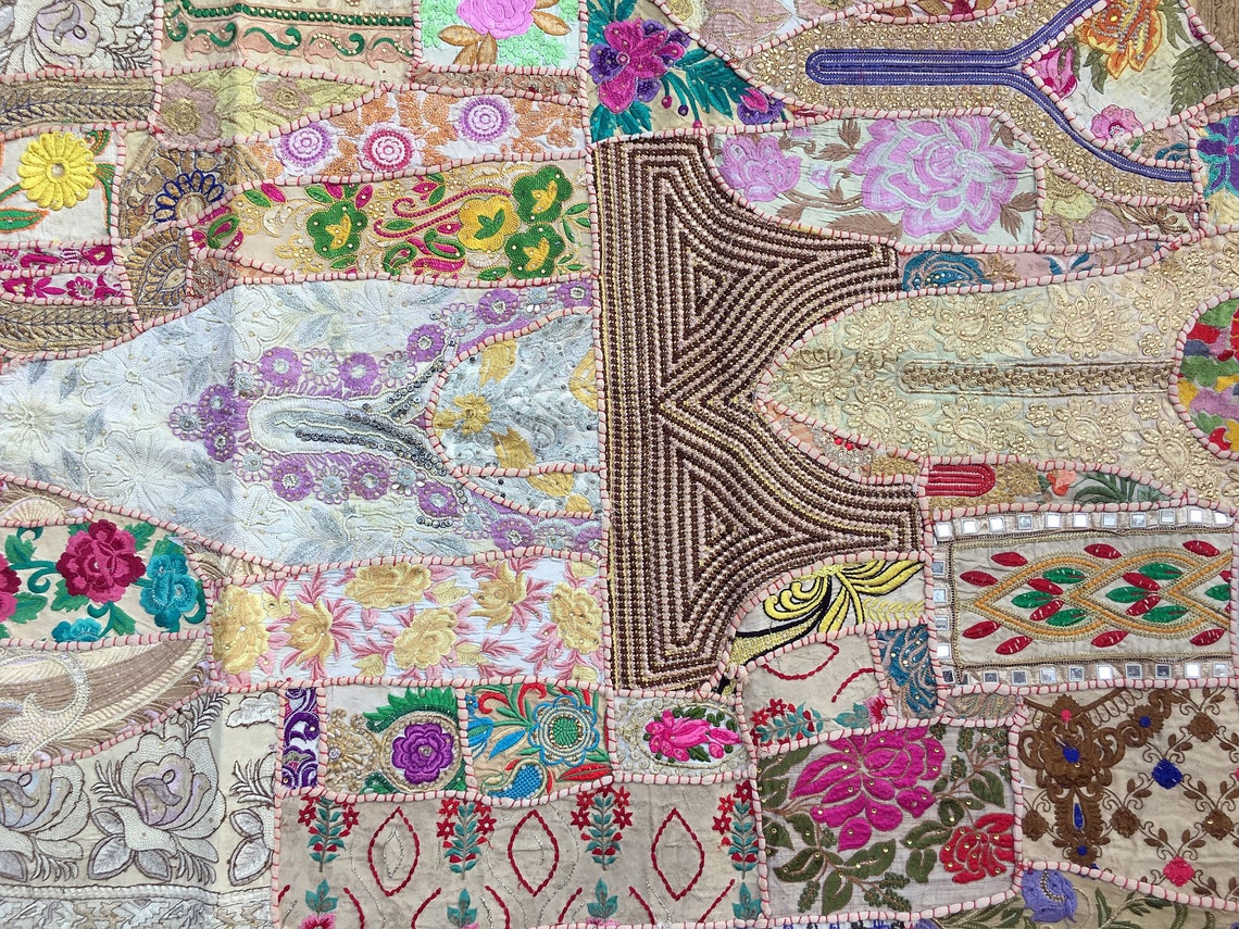 Indian Handmade Traditional Wall Hanging Vintage Embroidery Decor ...