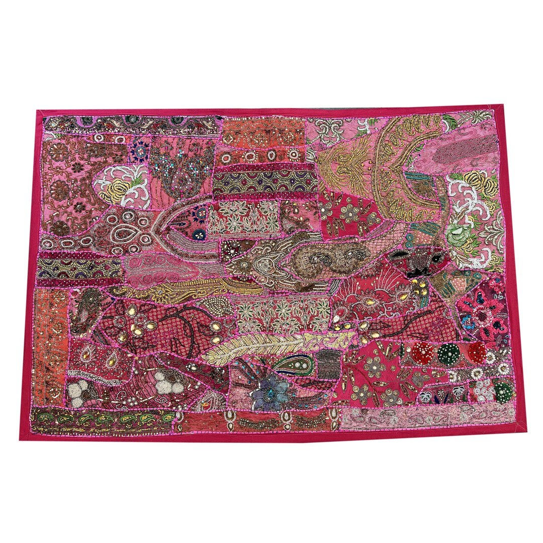 Boho Beauty: Beaded Vintage Sari Wall Hanging & Indian Patchwork ...