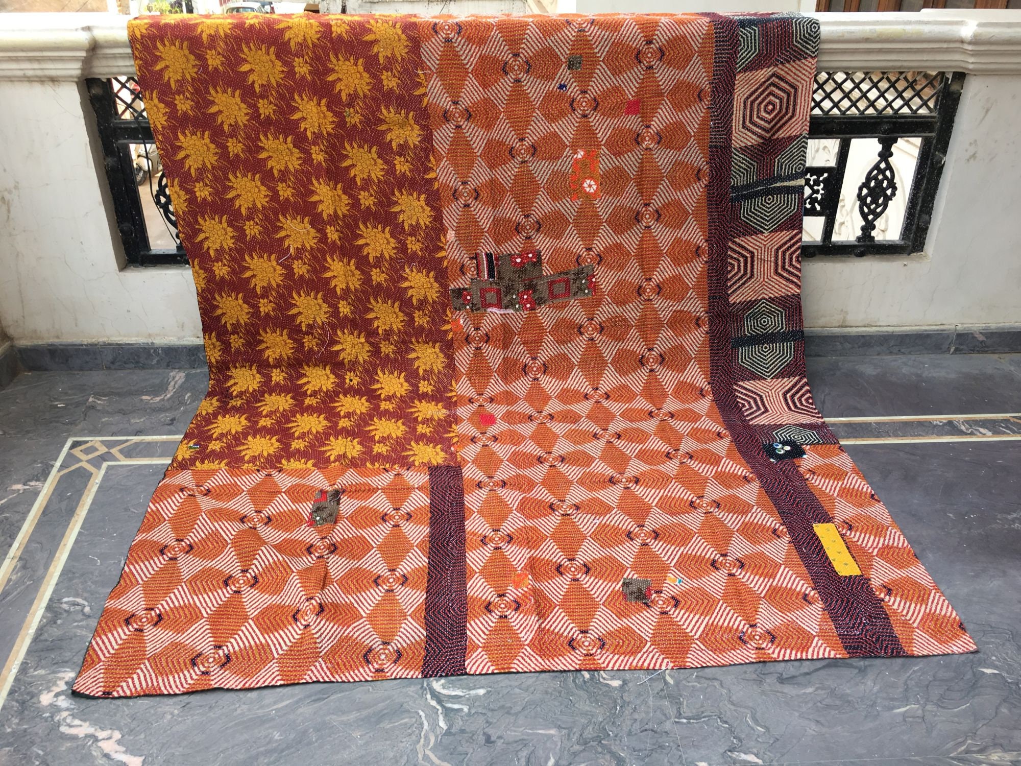 Sari Patchwork Kantha Quilt Vintage Cotton Kantha Blanket Hand | Etsy