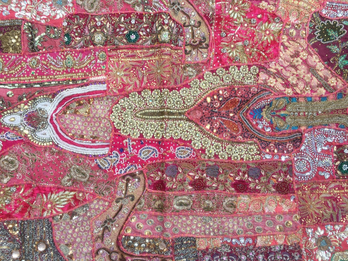 Indian Patchwork Tapestry Vintage Tapestry Embroidered - Etsy
