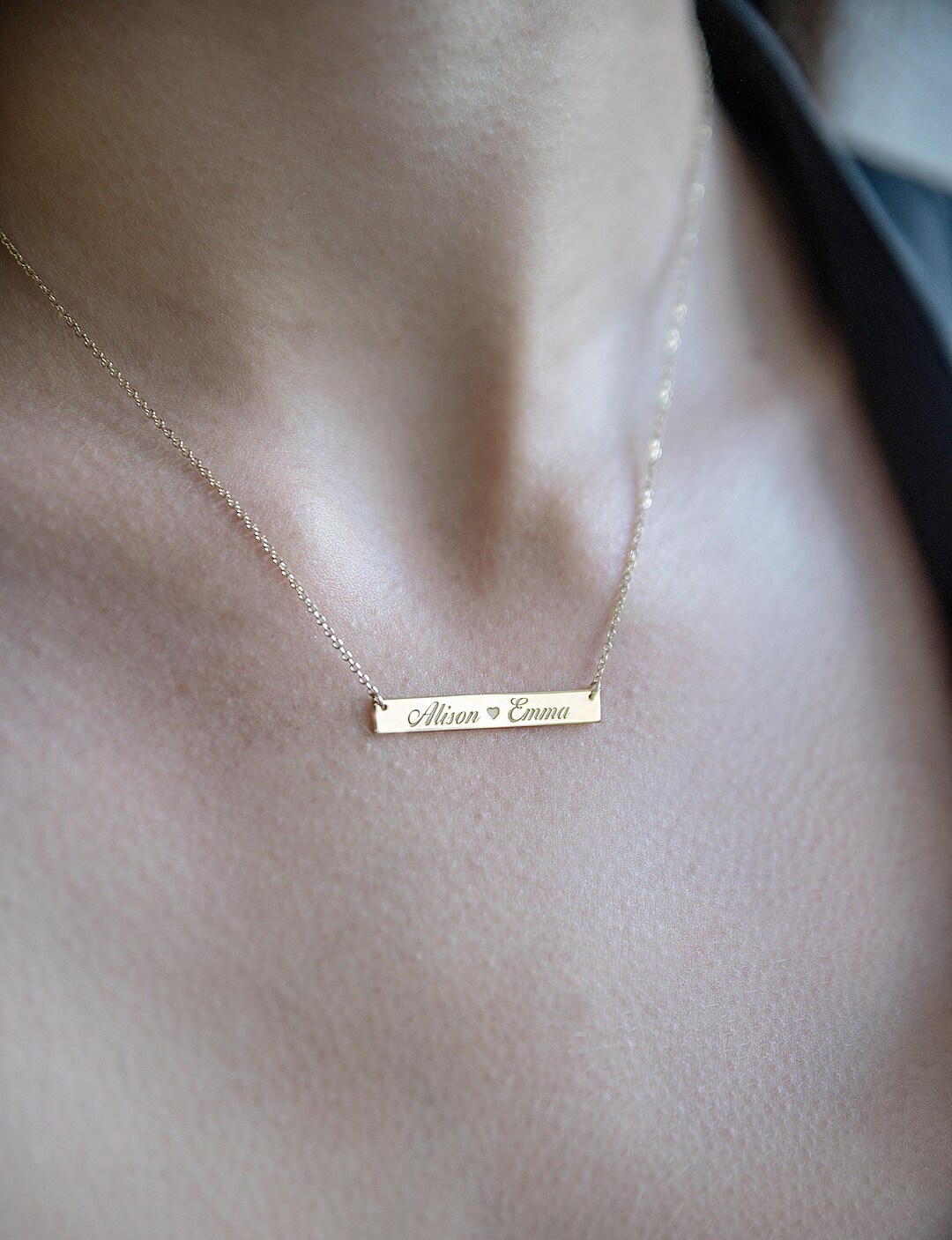 14k Gold Bar Necklace / Custom Gold Bar Necklace / Bar Necklace ...