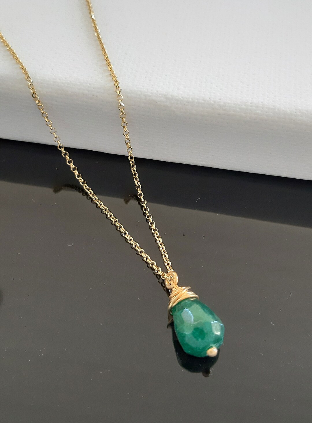 Forest Green Jade Necklace for Women Solid Gold Green - Etsy UK