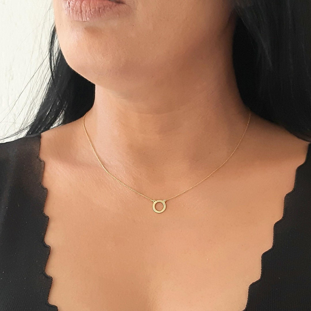 14k Gold Karma Necklace Infinity Eternity Ring, Dainty Gold Necklace ...