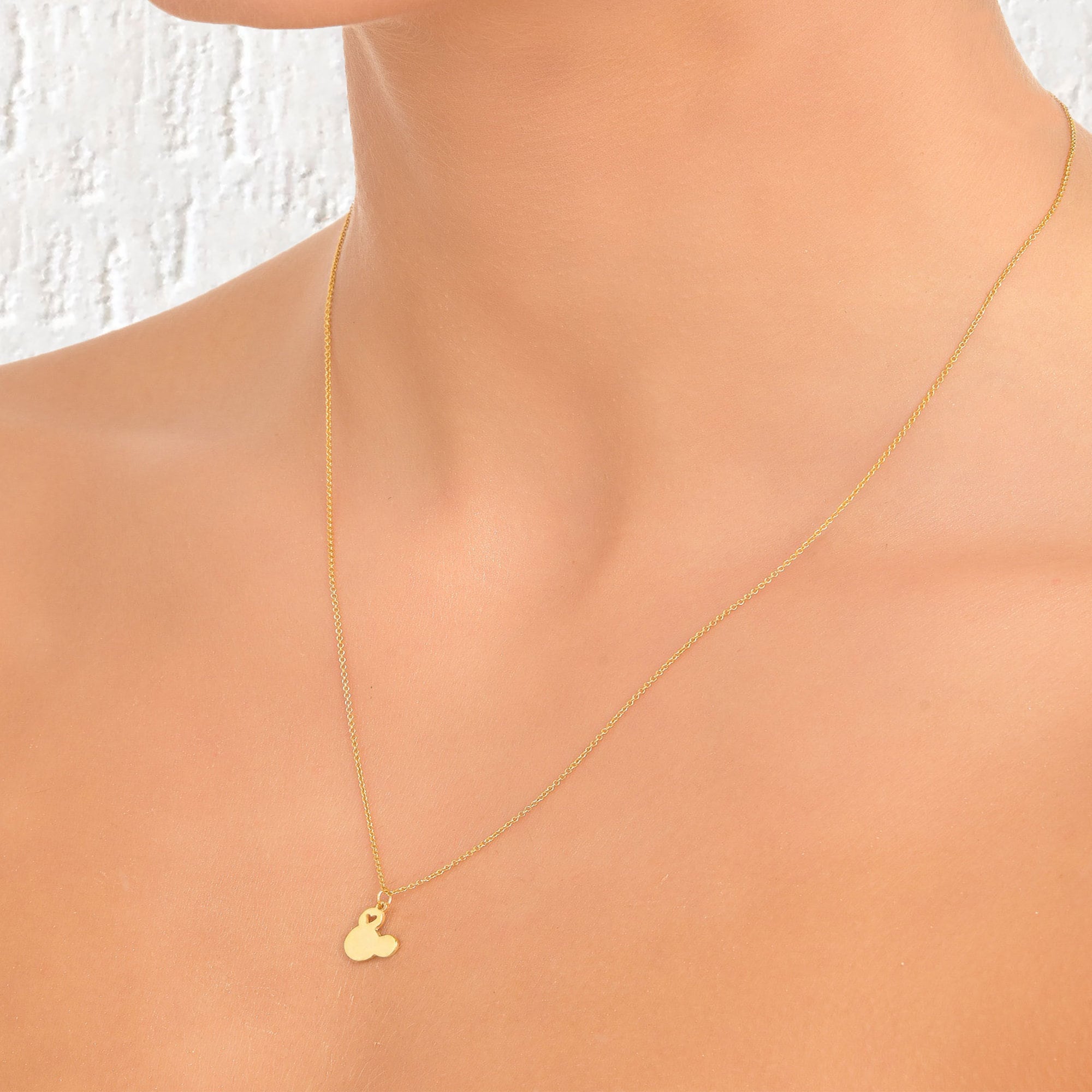 Solid Gold Mickey Mouse Necklace 14K Yellow Gold Solid Gold - Etsy