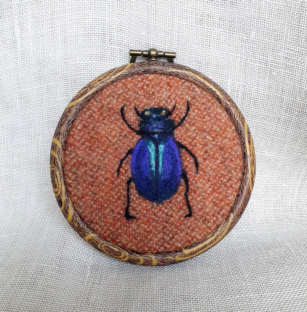 Needle Felt Scarab Beetle Picture - Needle Felted Insect Wall Art ...