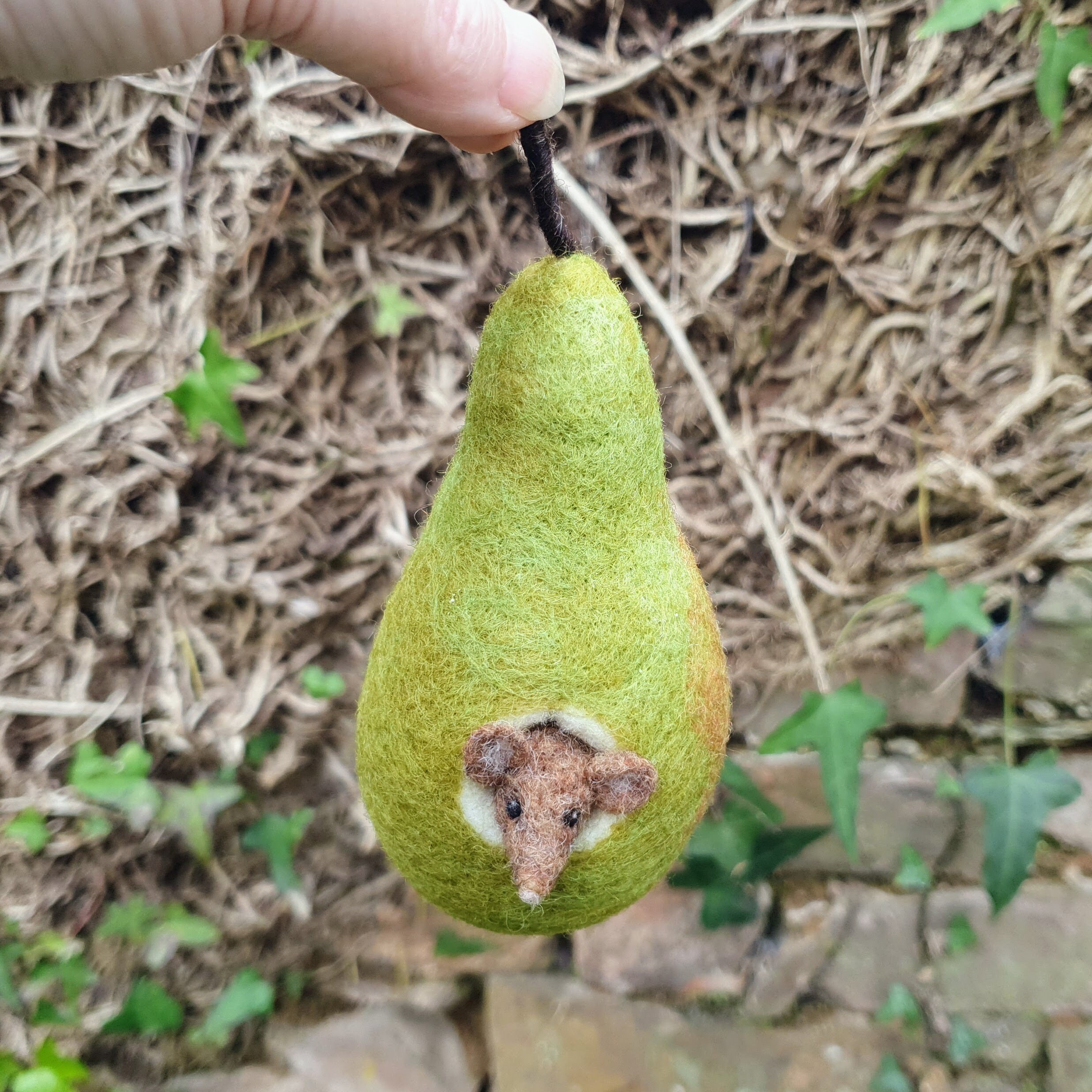 Needle Felt Pear With Mouse Pear Mouse House Needle Felted Fruit and ...