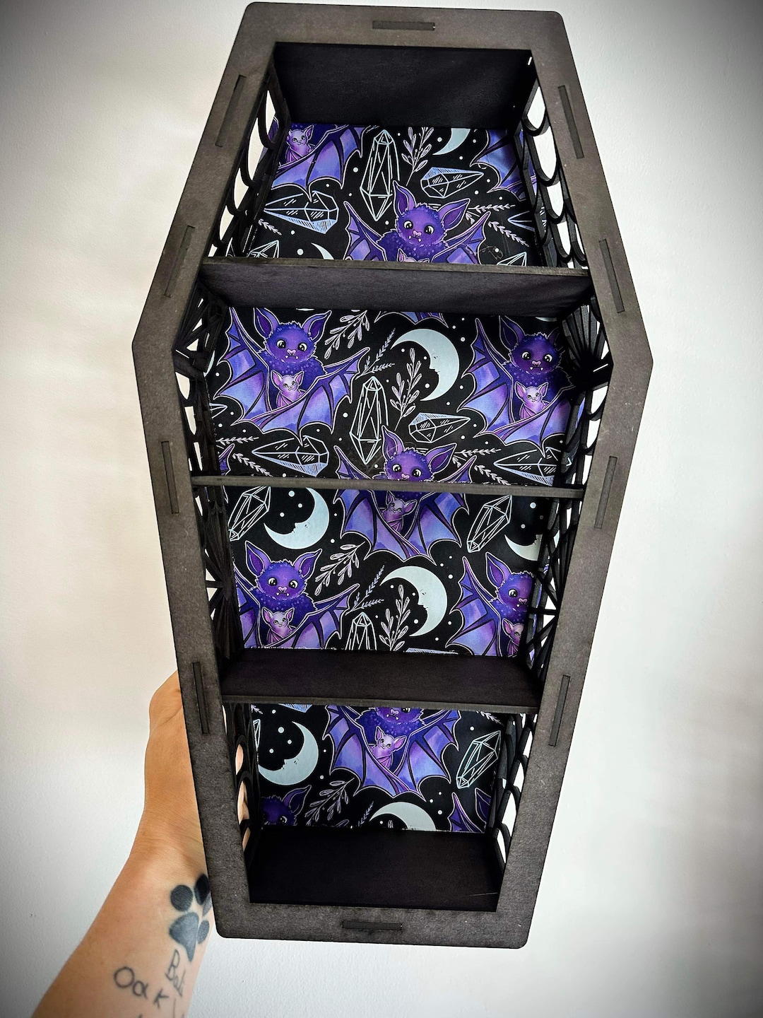 Crystal Bats Coffin Shelf, Cobweb Cut Out Sides, Goth Decor, Gothic ...