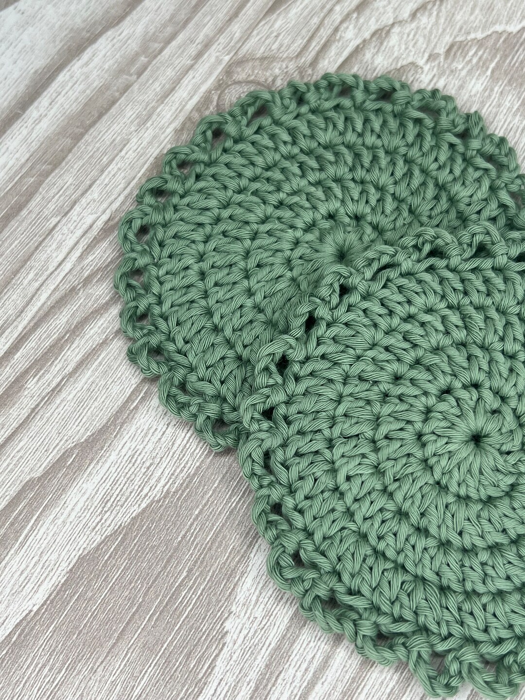 Sage Frilly Handmade Crochet Coasters Mug Rugs Pack of 2 - Etsy