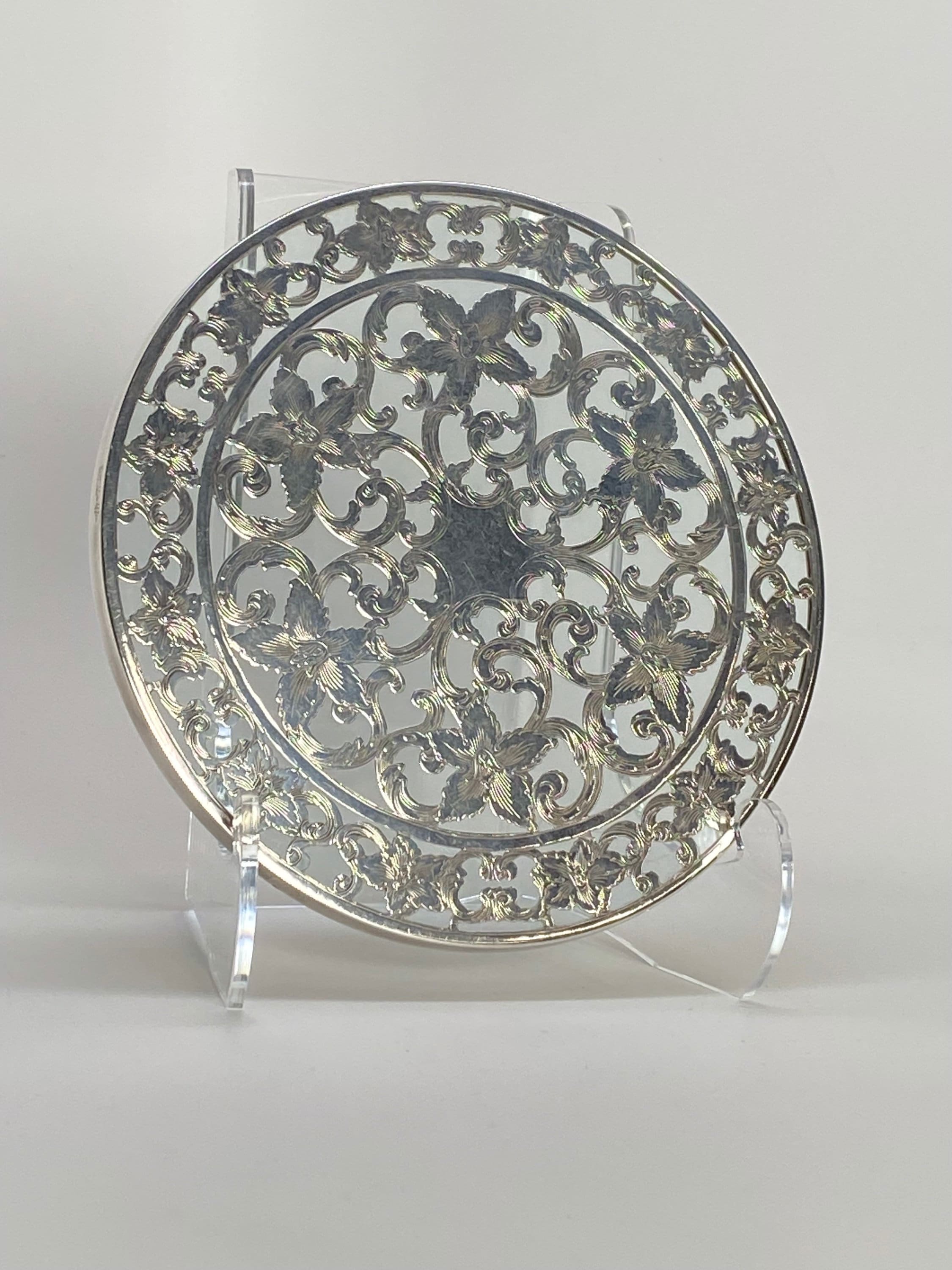 Antique Sterling Silver and Glass Trivet by Webster - Etsy