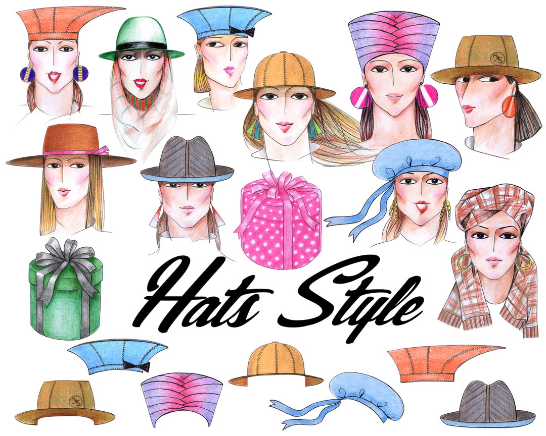 Hats Style Clipart, Fashion Clipart, Scrapbooking, Girl Clip Art ...