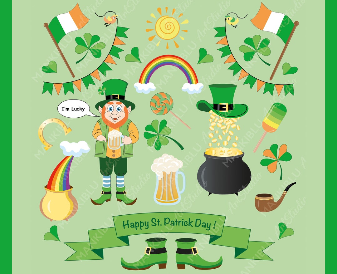 St. Patrick's Day Clipart, Instant Download Clipart, Scrapbook Clipart ...