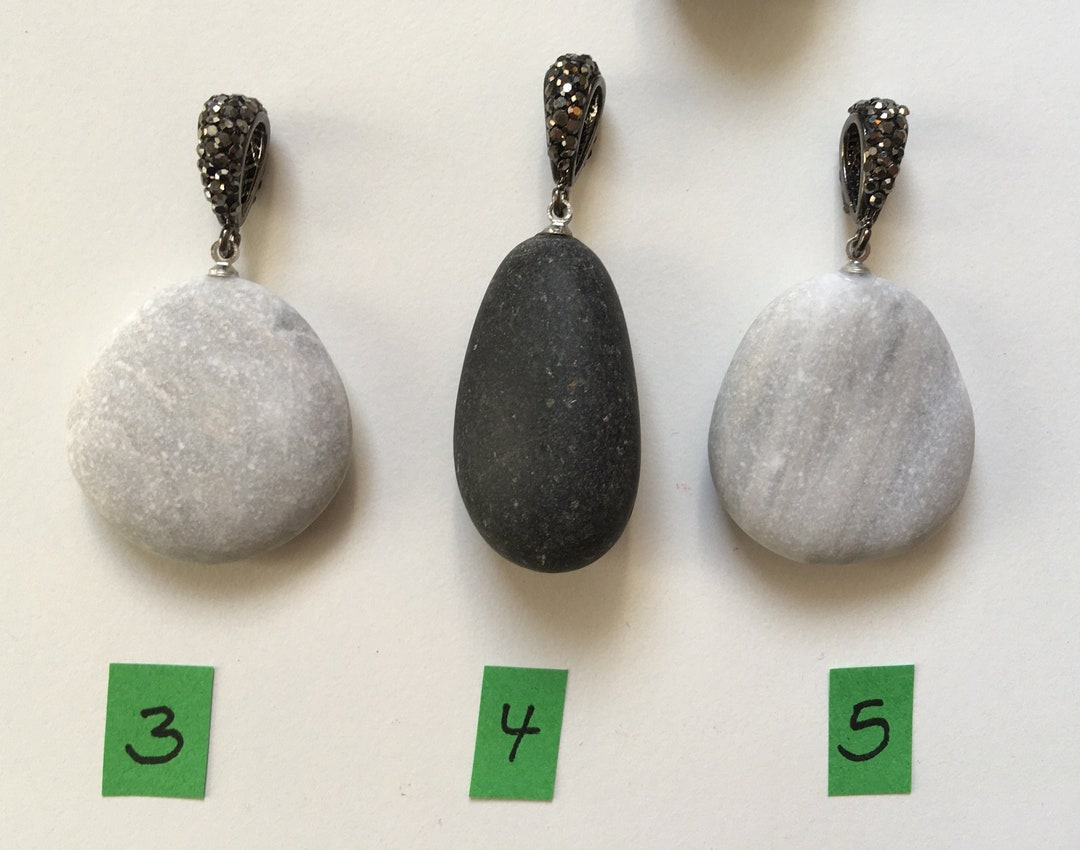 Pebble Pendant, Stone Pendant, Pebble Jewelry, Stone Jewelry, Diamond ...