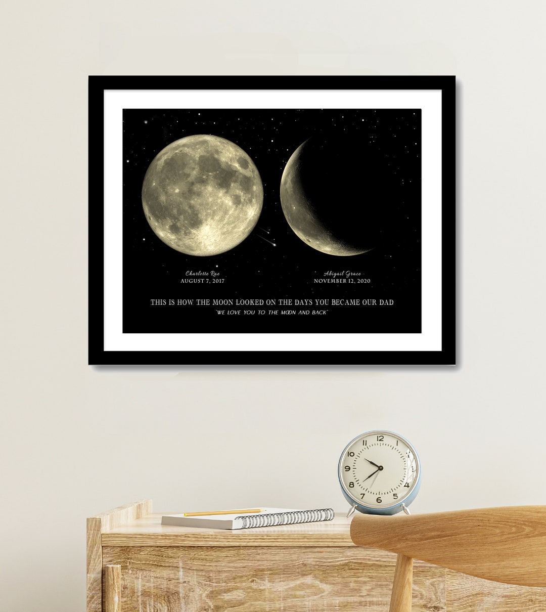Fathers Day Moon Phase Print, Christmas Gift for Dad, Moon on the Days ...