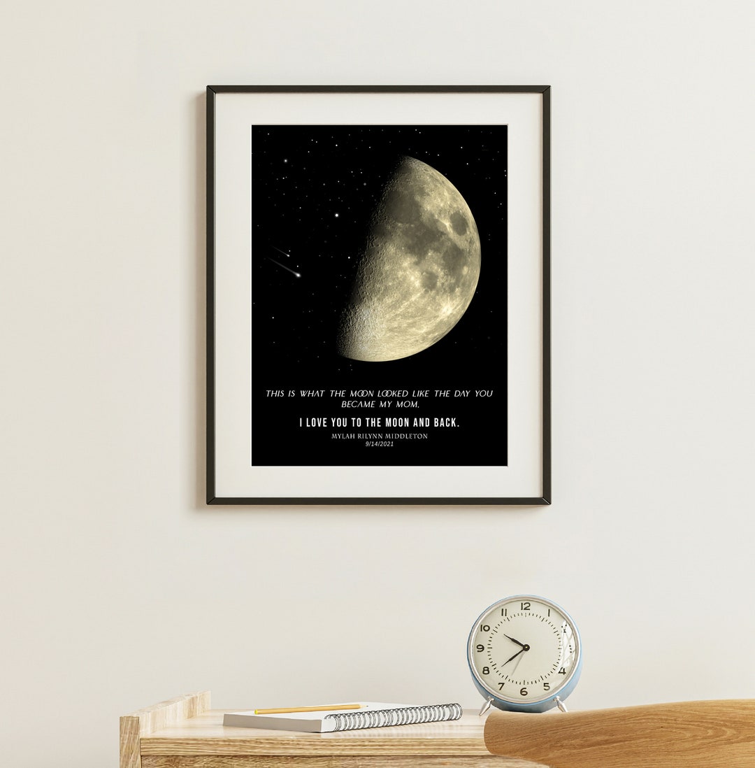 Custom Moon Print Gift for Mom the Night You Became My Mom Moon Phase ...