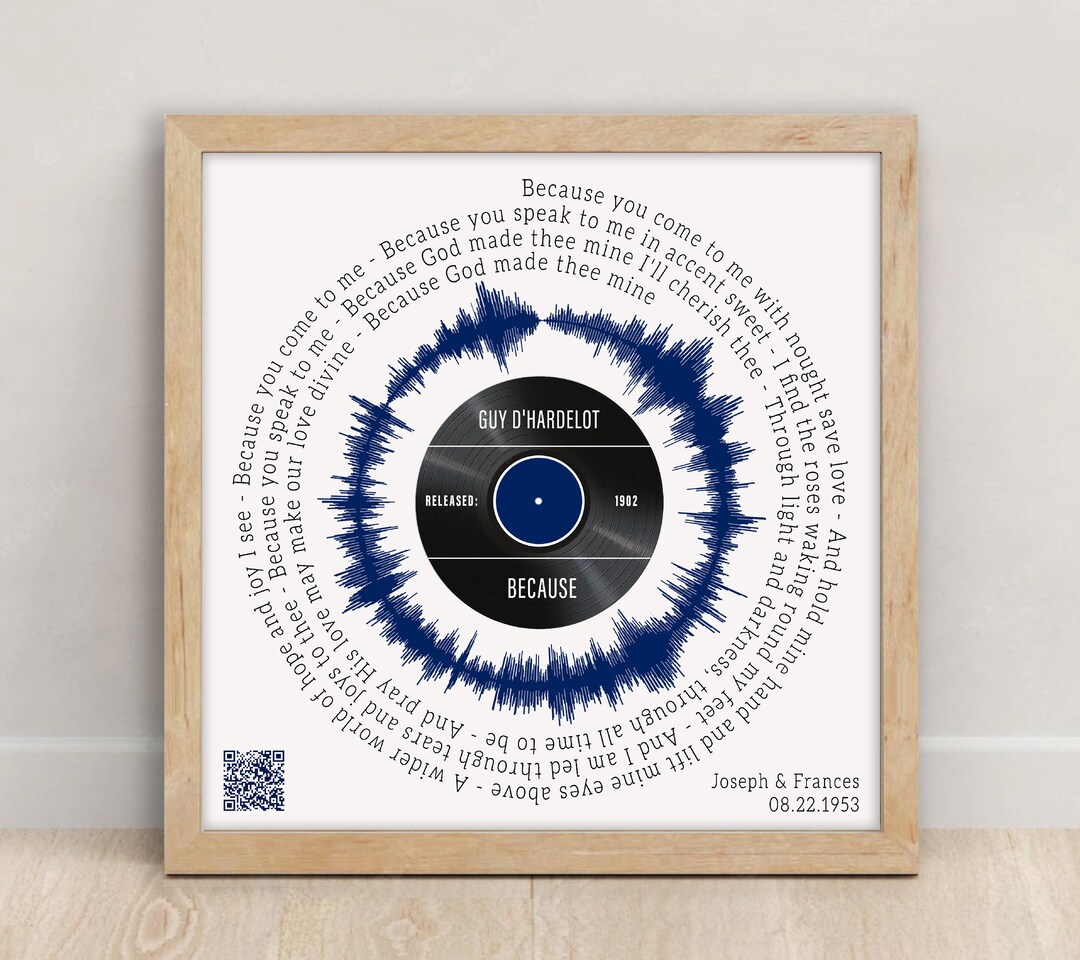 Song Lyrics Wall Art | Custom Wall Art With QR Code | Soundwave Art QR ...