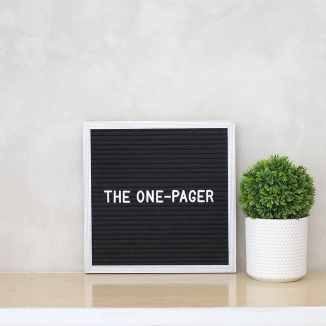 10x10 Felt Letter Board THE ONE-PAGER Classic Black Felt, Satin Silver ...