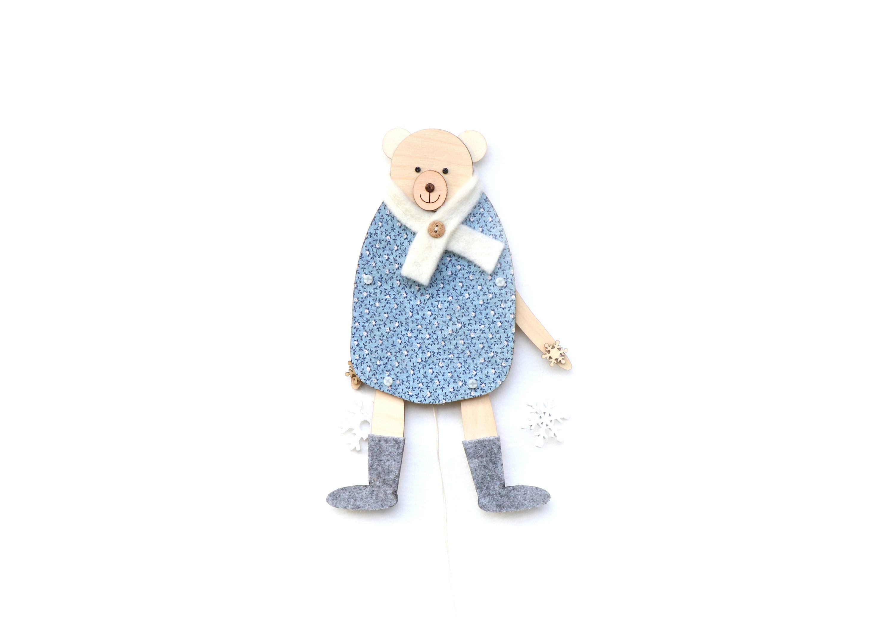 Pull String Puppet Jumping Jack Pull Toy, Wood and Textile, Pull String ...