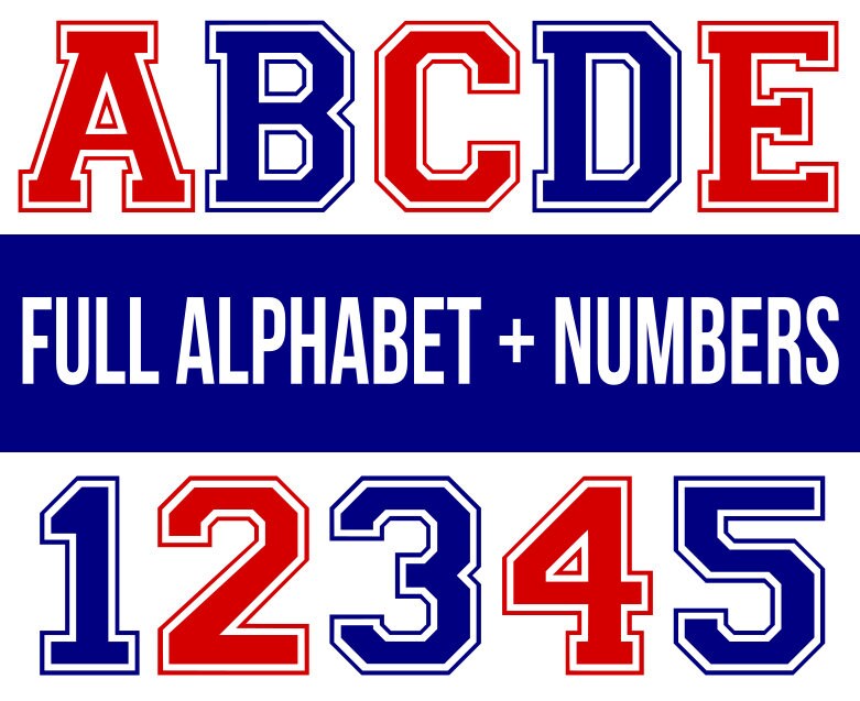 Varsity font svg varsity letter svg varsity numbers svg | Etsy