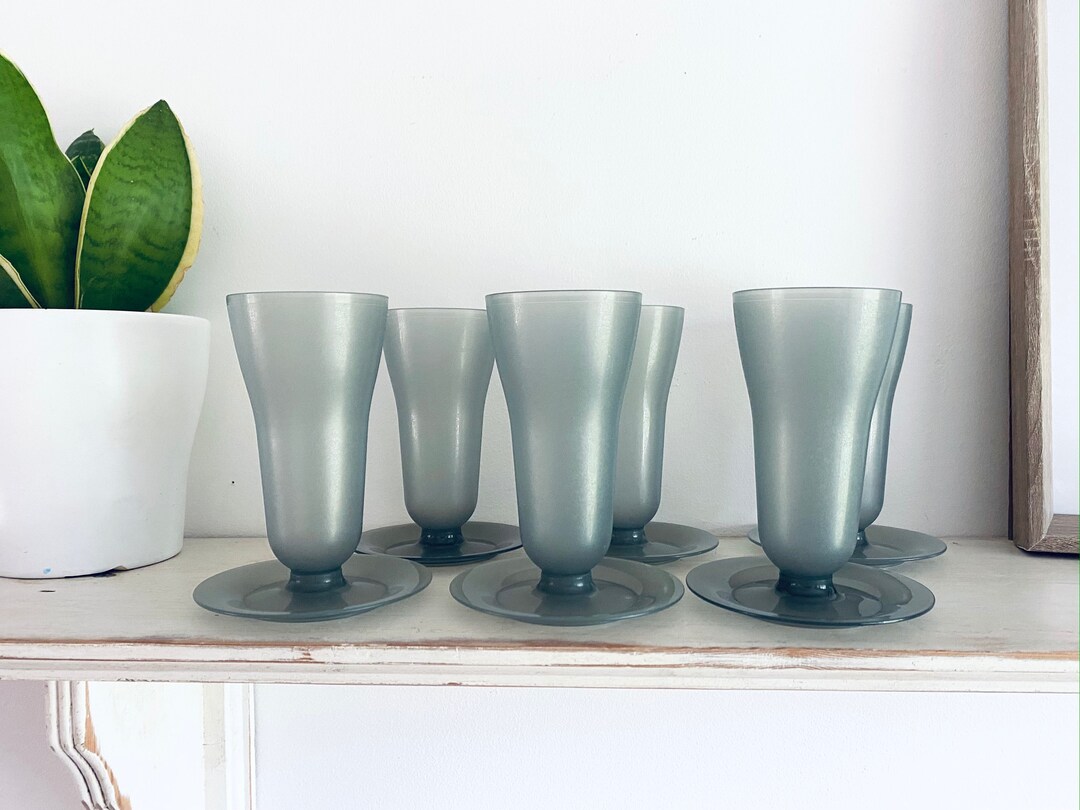 Set of 6 Vintage Tupperware Tupper Seal 754-7 Grey Dessert Parfait Cups ...