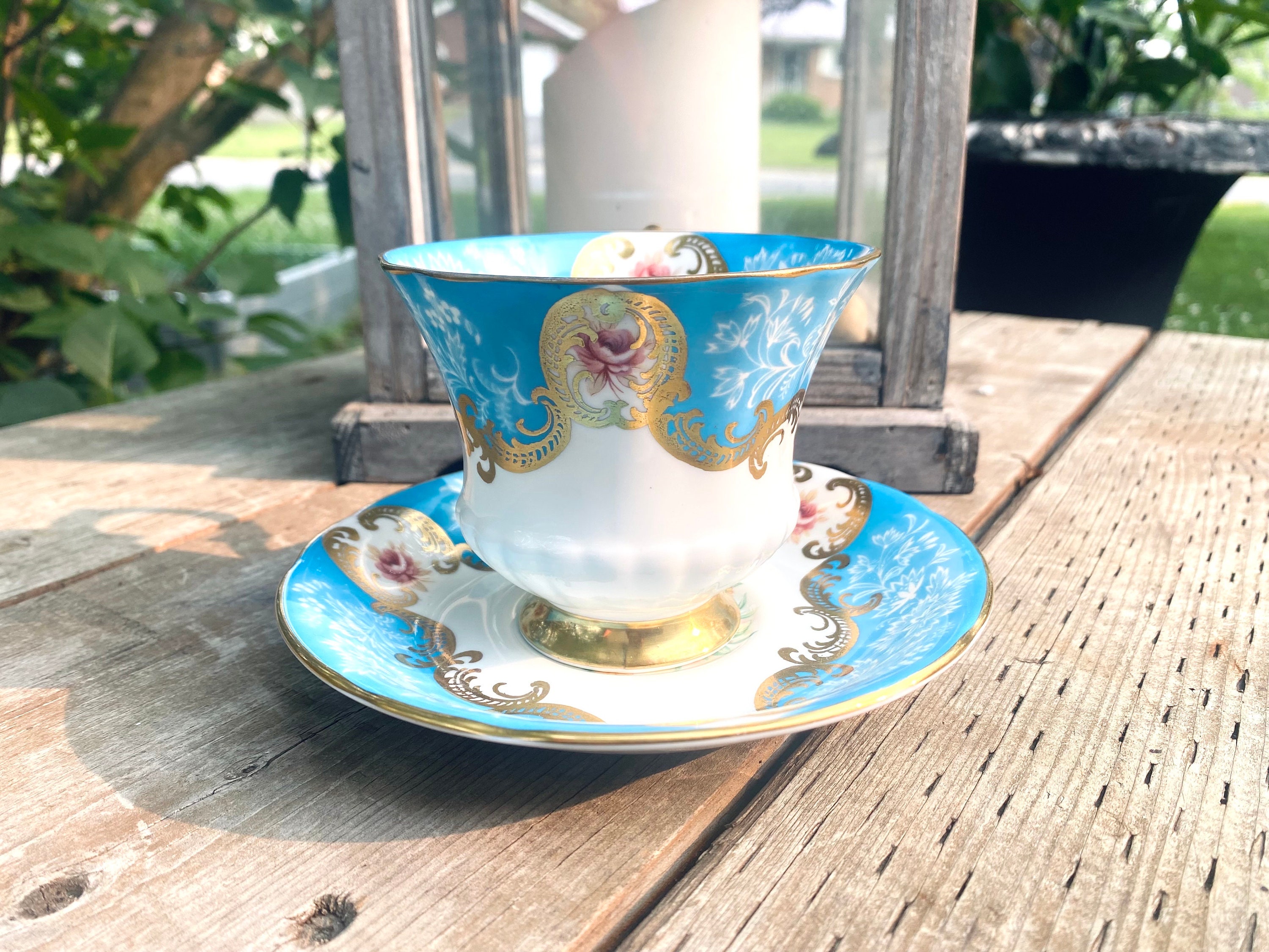 Vintage Paragon Blue and Gold Floral Bone China Tea Cup and - Etsy