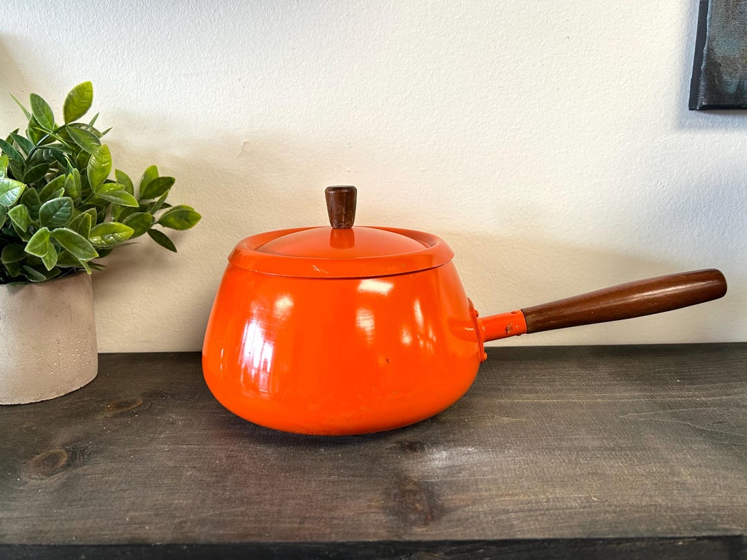 Midcentury Vintage Retro Bright Orange Cooking Pot Saucepan- Made in ...