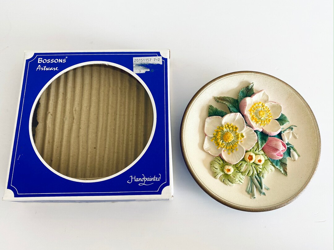 Vintage Bosson Artware Floral winter Wall Plate Hand Painted, Made in ...