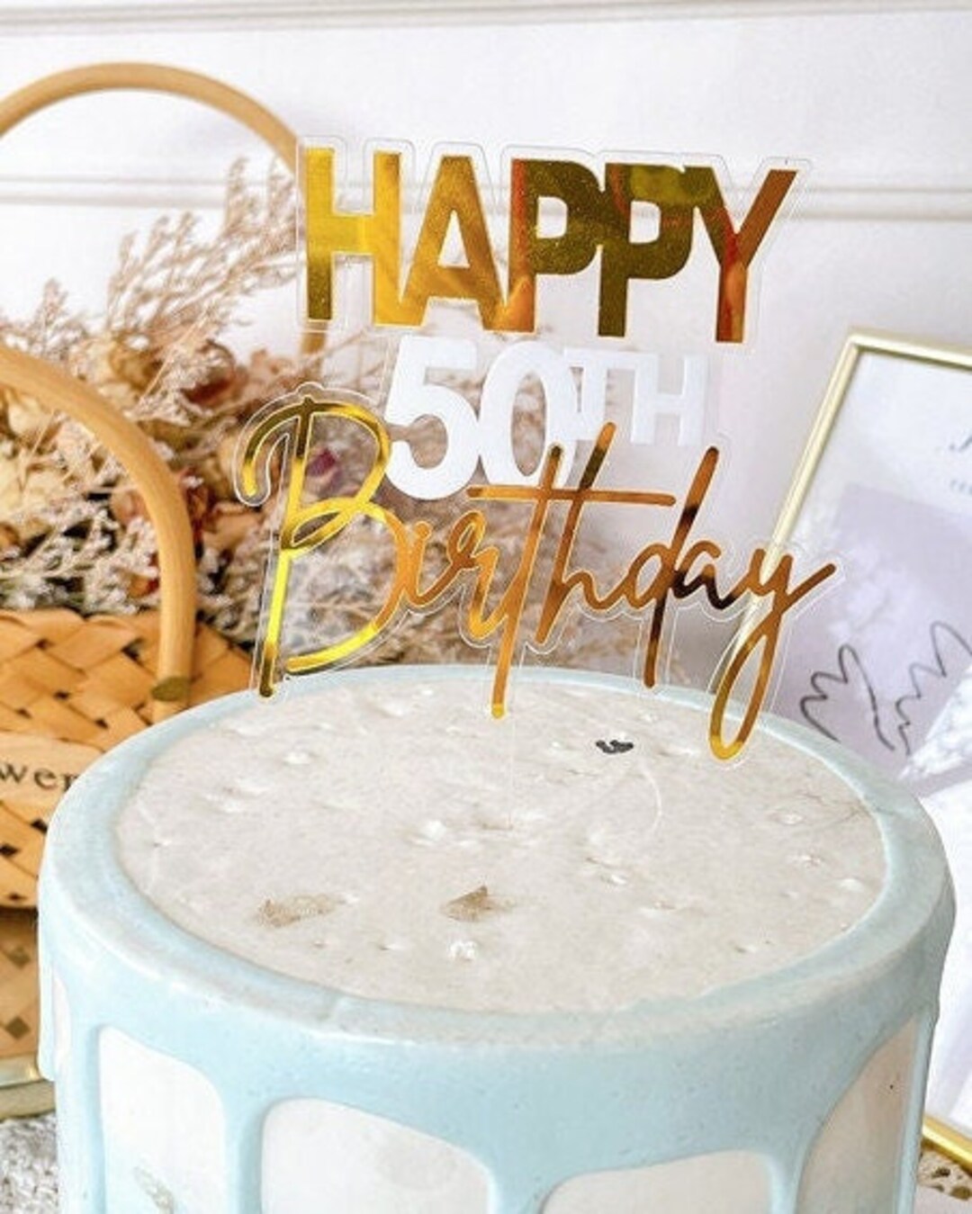 Cyber Sale HAPPY 50TH BIRTHDAY Cake Topper Acryl Fiftieth - Etsy