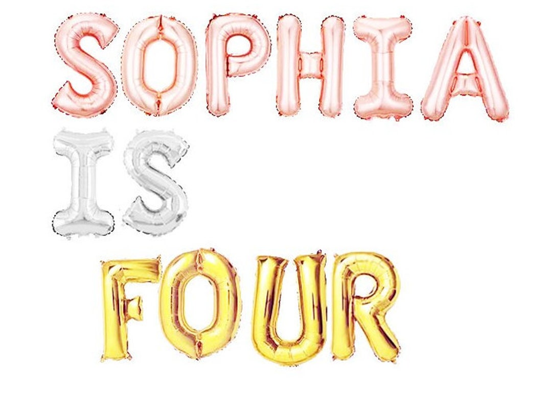Fourth Birthday Banner Balloon | I Am Four Personalized Name Banners ...