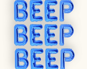 BEEP BEEP BEEP Letter Balloons 1st Birthday Banner Little Blue Truck ...