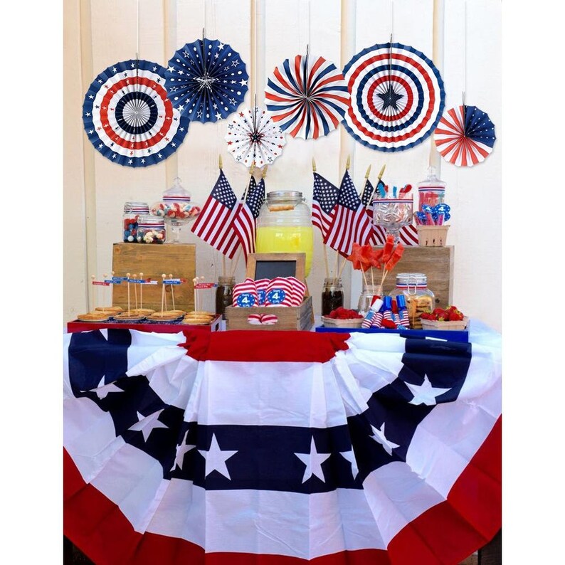 Set of 6 Colorful Patriotic Hanging Fans Pinwheel Fan Welcome - Etsy