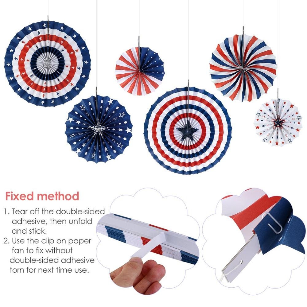 Set of 6 Colorful Patriotic Hanging Fans Pinwheel Fan Welcome - Etsy