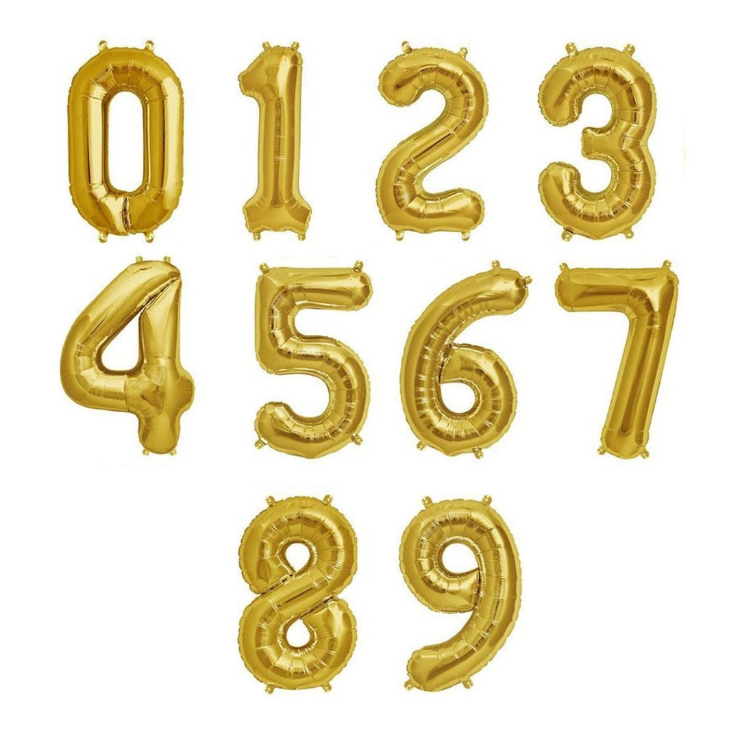 Cyber Sale 16 Inch & 32 Inch Gold Number Balloon Air Filled 16" / 32 ...
