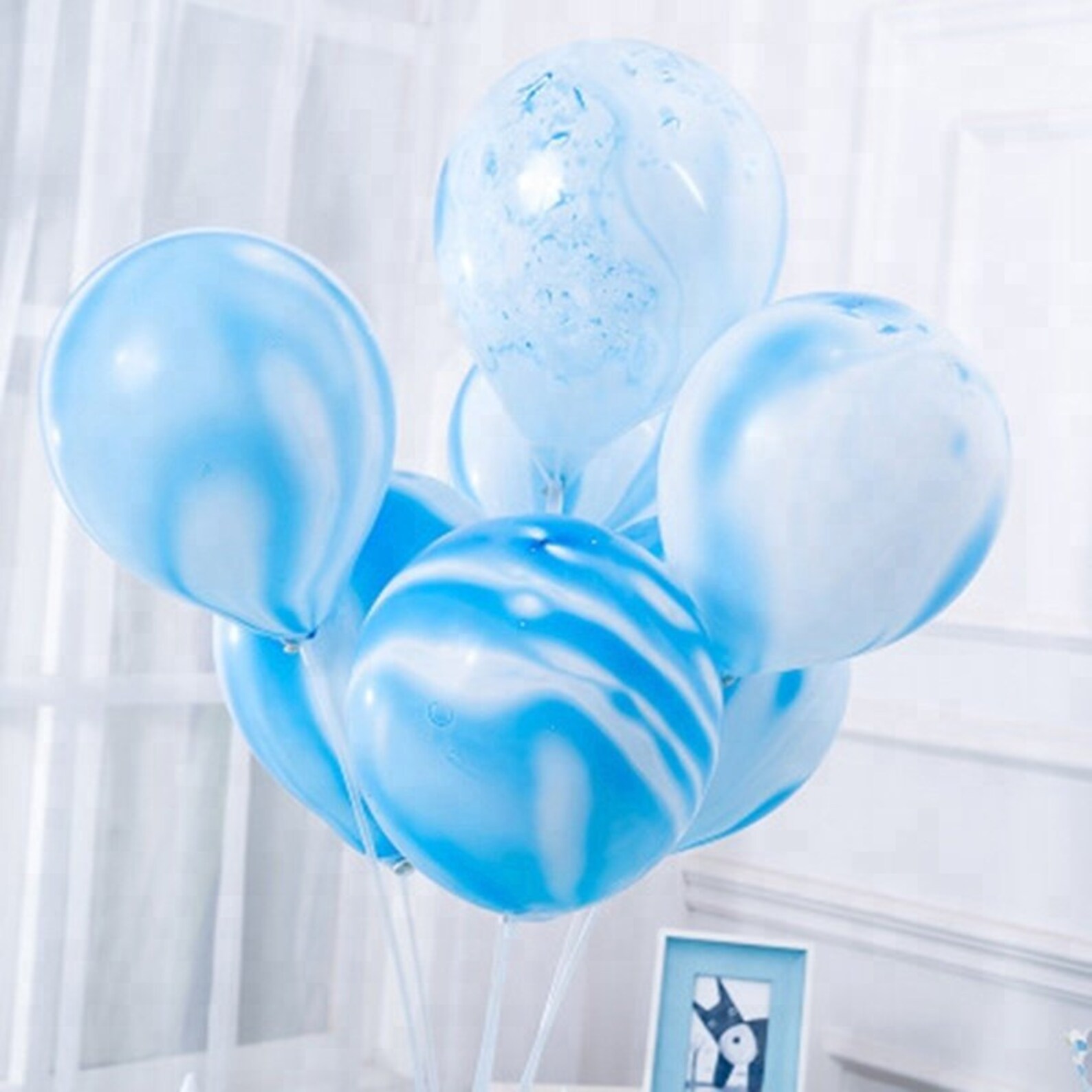 12 1/3/6/24 Pcs BLUE Marble Latex Balloons BLUE Agate | Etsy