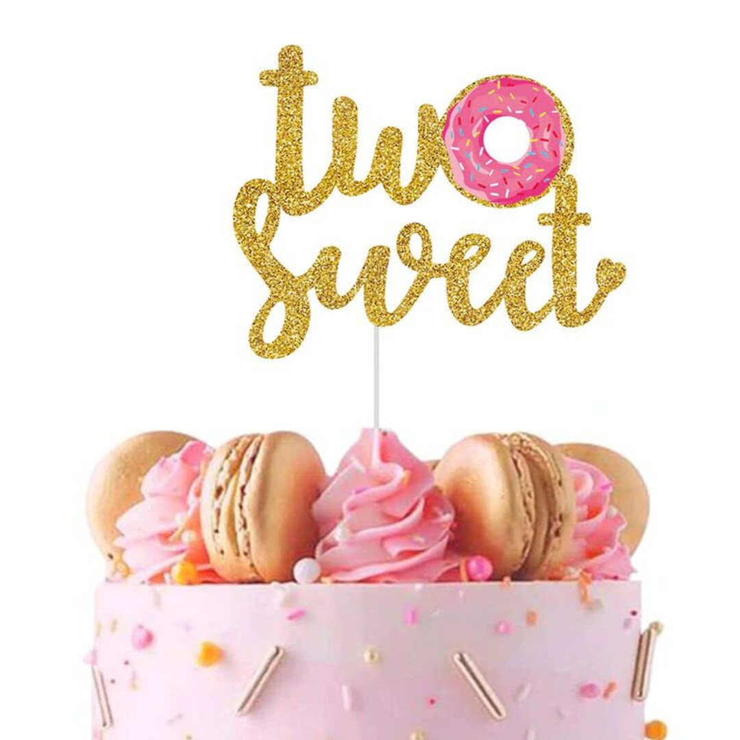Cyber Sale Two Sweet Cake Topper Glitter Second Birthday. - Etsy