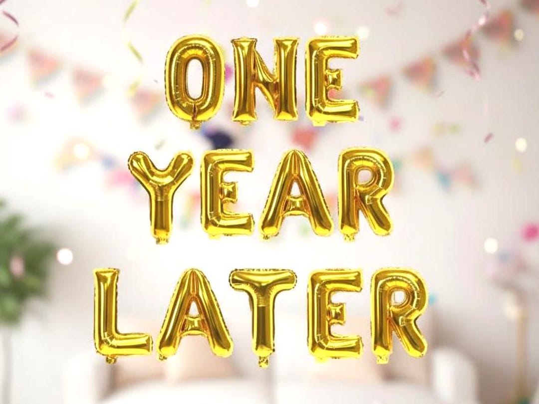 One Year Later Birthday First 1st 1 Letter Balloons 16 Inch Foil Letter ...