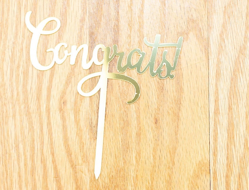 Congrats Cake Topper Acrylic Mirror Silver Gold Class of 2026 ...