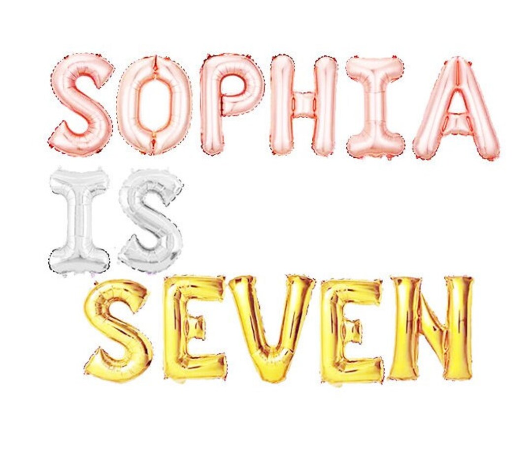 Seventh Birthday Banner Balloon | I Am Seven Personalized Name Banners ...