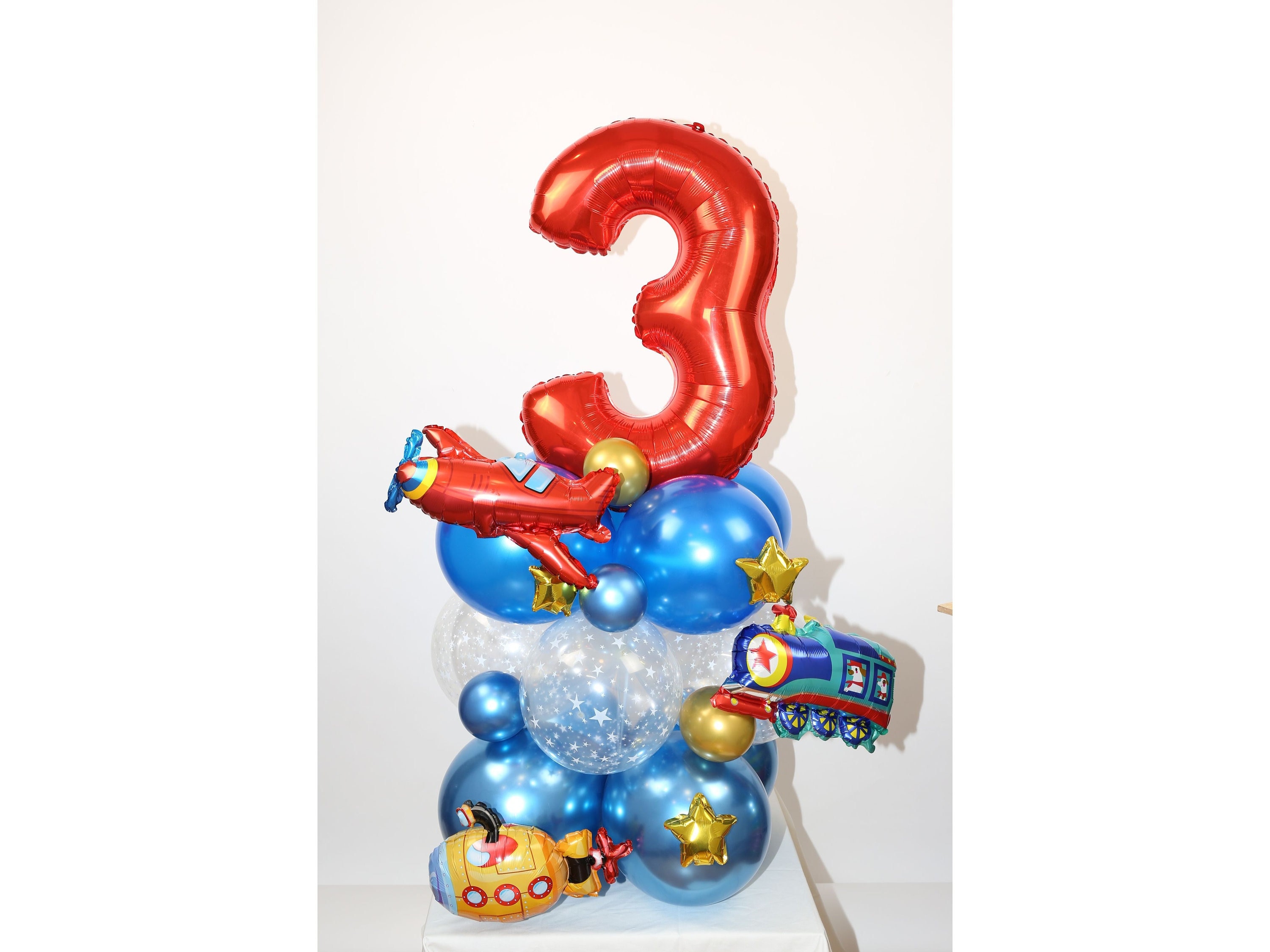 DIY Large 5ft Blue Birthday Balloon Sculpture, Travel Theme Around the ...