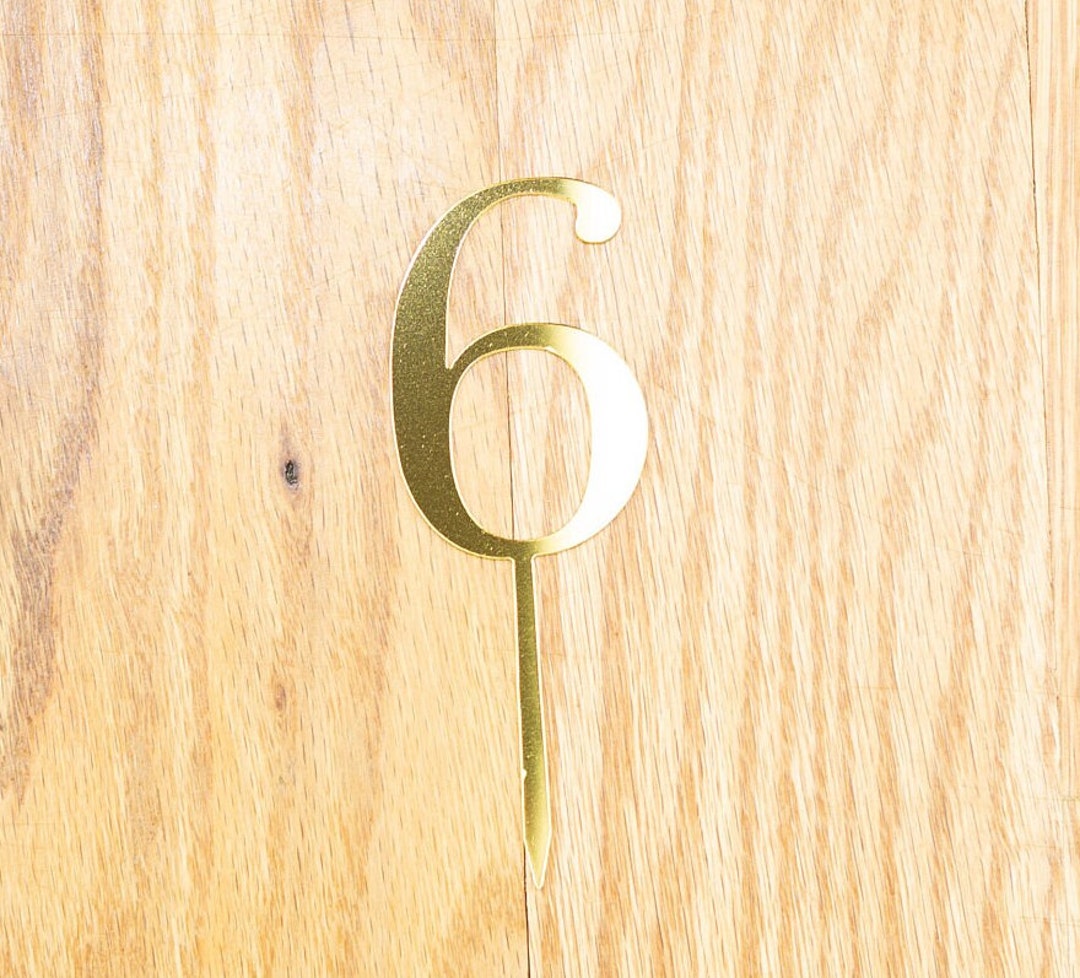 6 Cake Topper | Six | Sixth Birthday Party Decoration | I Am Six | Gold ...