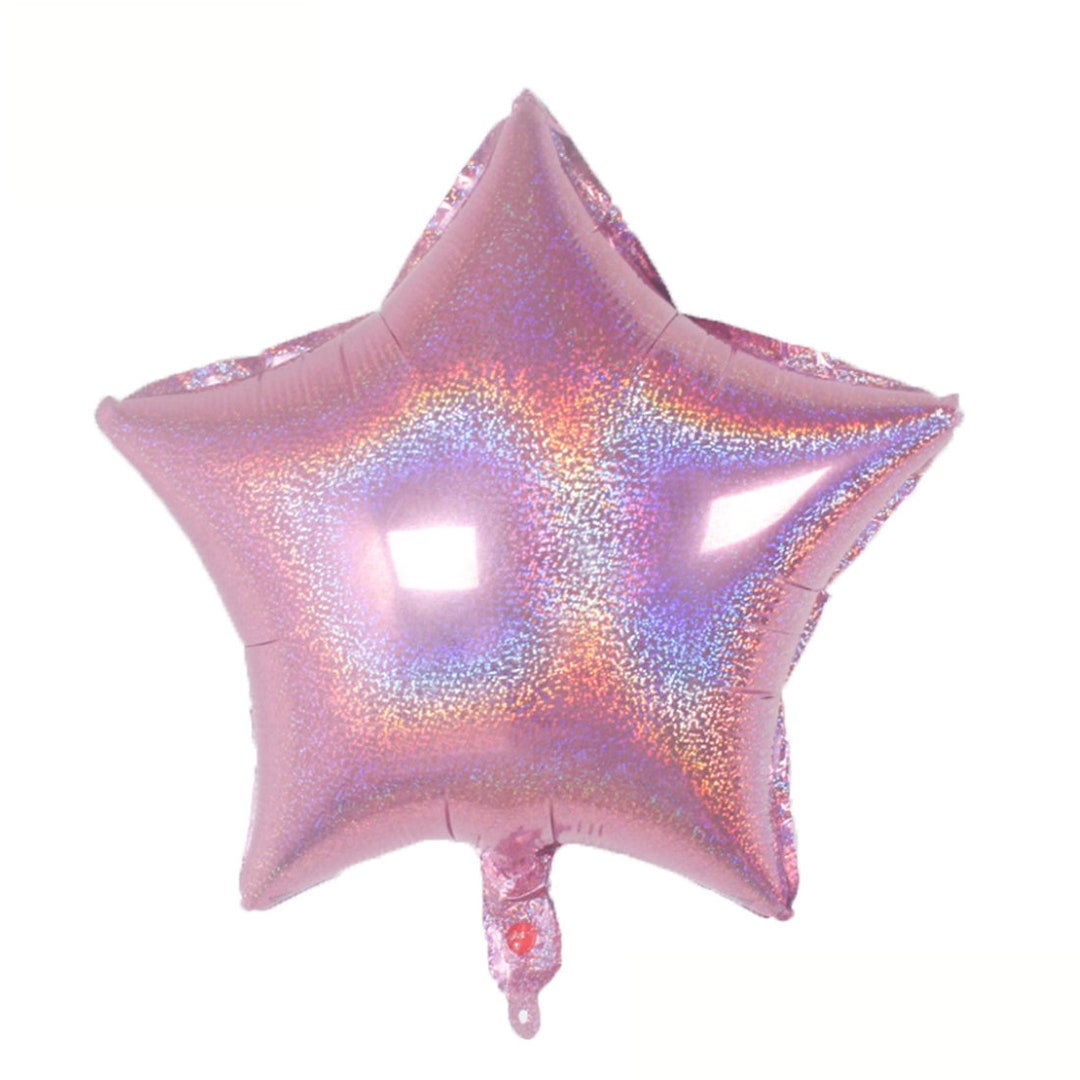 18" PINK Laser Star Balloon Mylar 18 Inches PINK Holographic Star ...