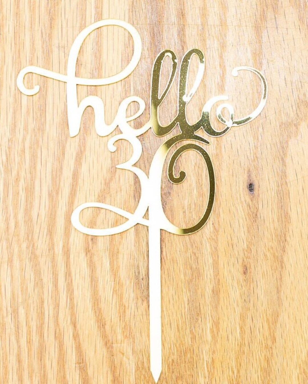 Hello 30 Cake Topper Gold Mirror Acrylic - Cake Toppers for Birthday ...