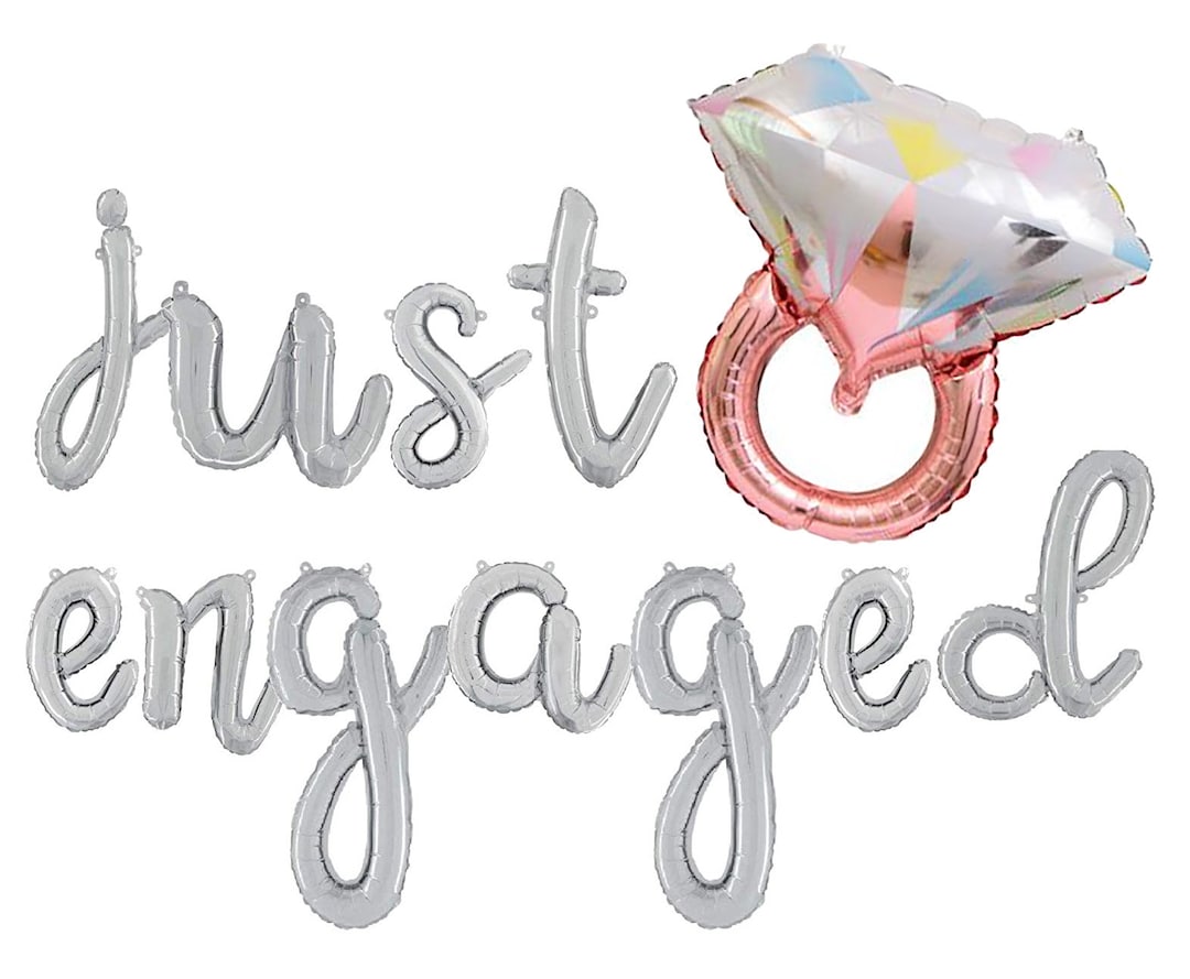 Just Engaged Cursive Letter Balloons Engaged AF Banner Script Balloon ...