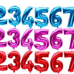 32 Inch BLUE Number Balloons Air Filled 32" Mylar Number 1 2 3 4 5 6 7 ...