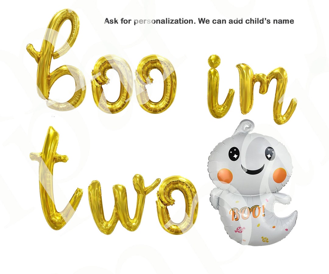Boo Im Two Balloons Pumpkin Second Birthday Banner Little Boo Birthday ...